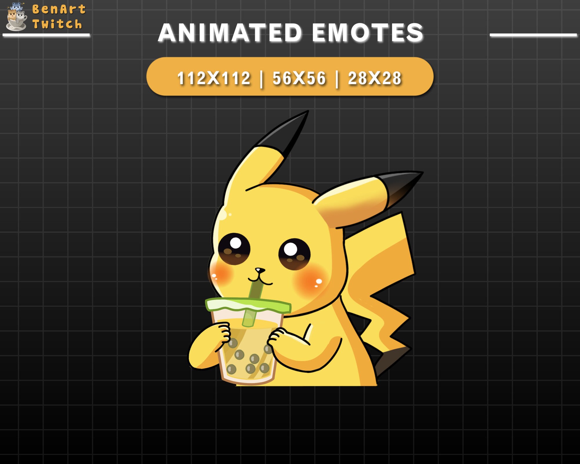 Animated Twitch Emote Pikachu Drink Boba Tea, Cute Pokemon Twitch ...