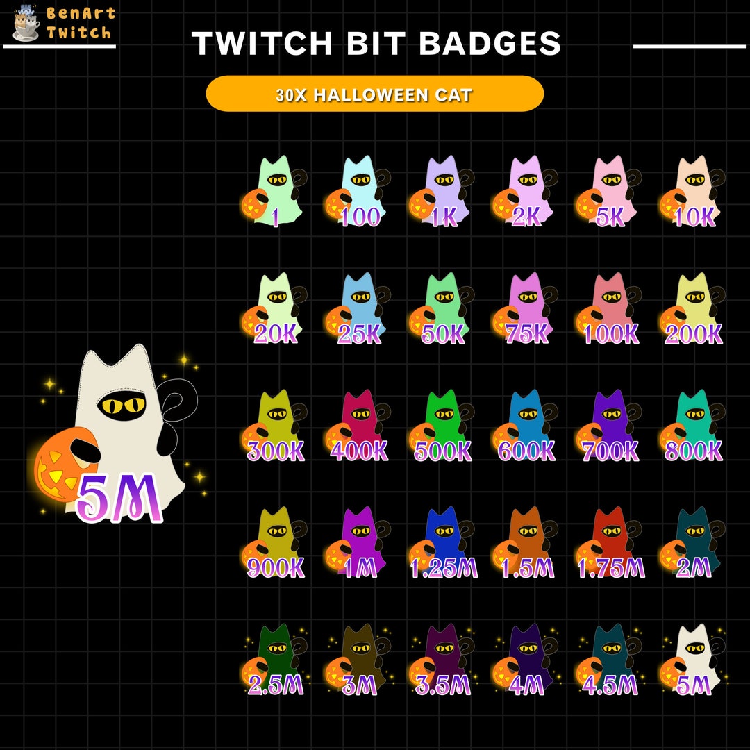 30x Cats Hiding Twitch Bit Badges, Halloween Cat Twitch Sub Badges for ...