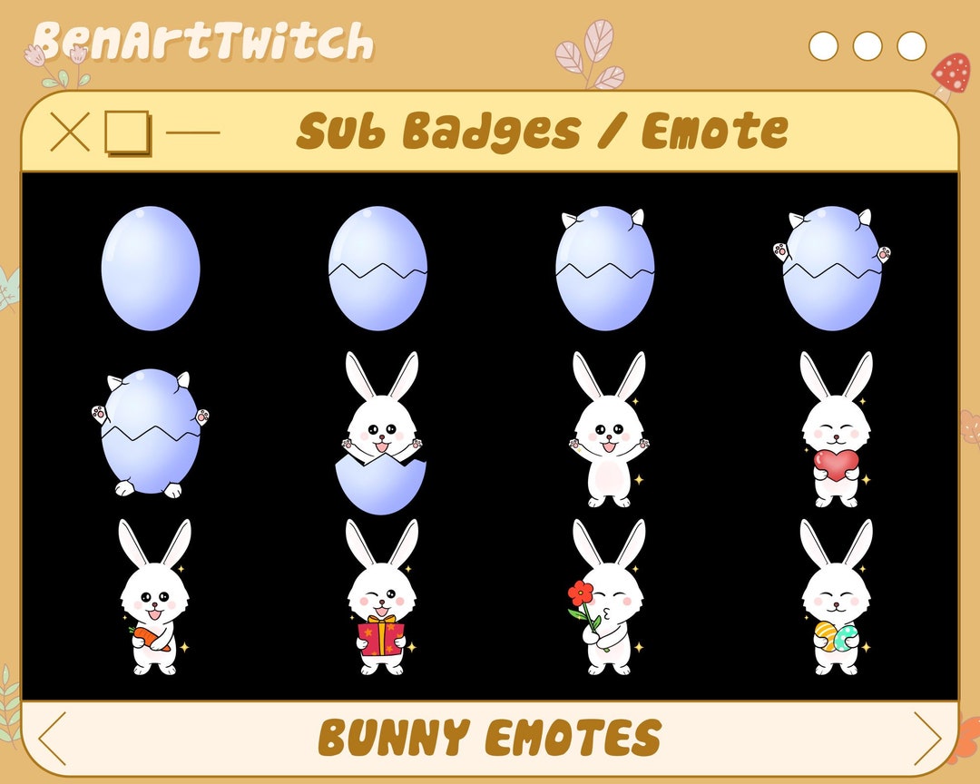 12x Bunny Emotes, Cute Rabbit Twitch Sub Badges, Bunny Twitch Pack ...