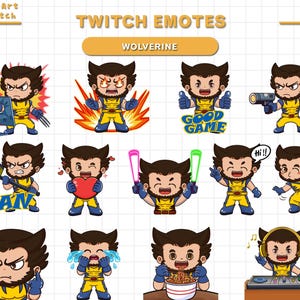 Wolverine Twitch Emote Pack – Cute Chibi Static Emotes for Streamers ...