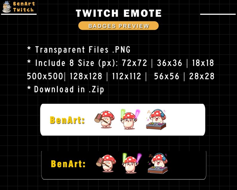 Mushroom Twitch Emote, Cute Twitch Emote Pack, Autumn Emotes Ready to ...