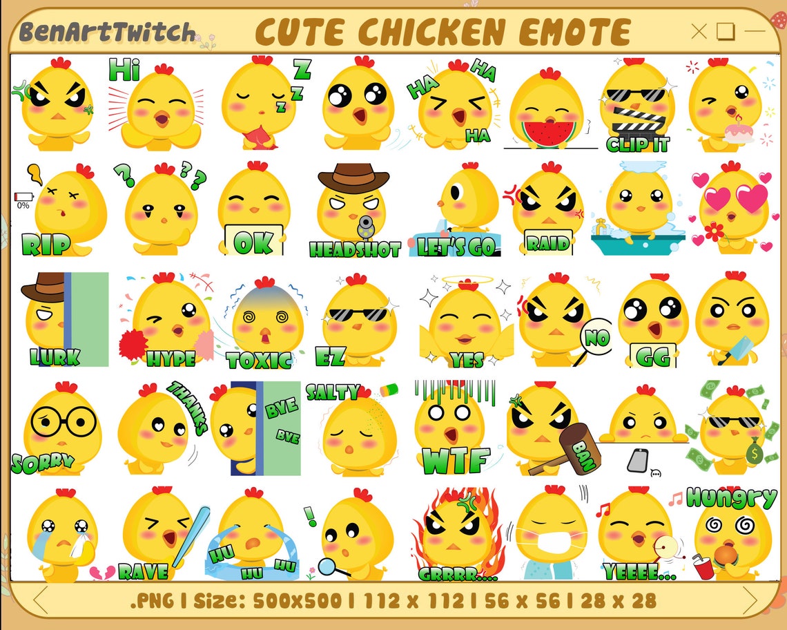 40x Chicken Twitch Emotes, Cute Emotes, Ready to Use for Twitch, Chat ...