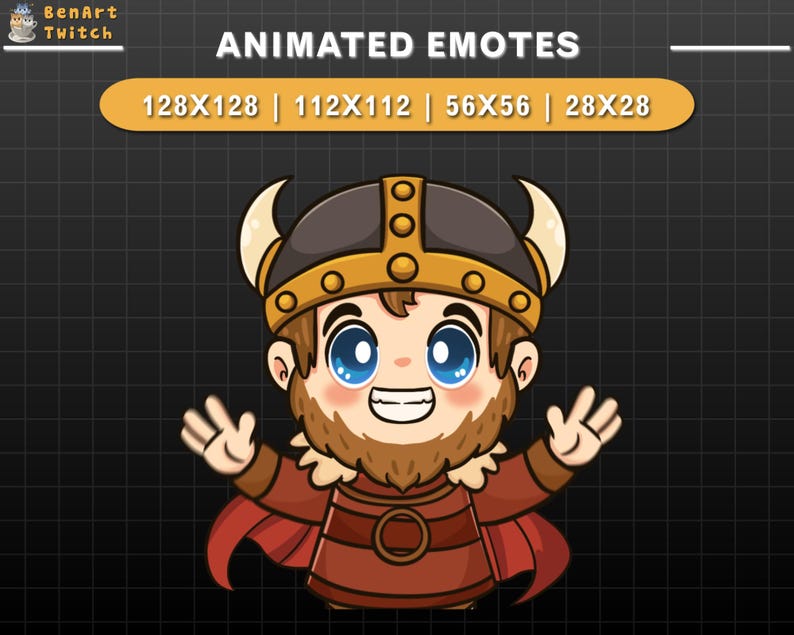 Viking Hi Animated Emotes for Twitch & Discord, Cute Streamer Emoji ...