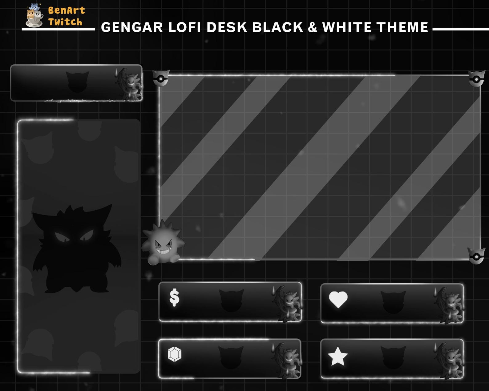 Gengar Twitch Overlay – Animated Stream Package With Lofi Desk, Cozy ...