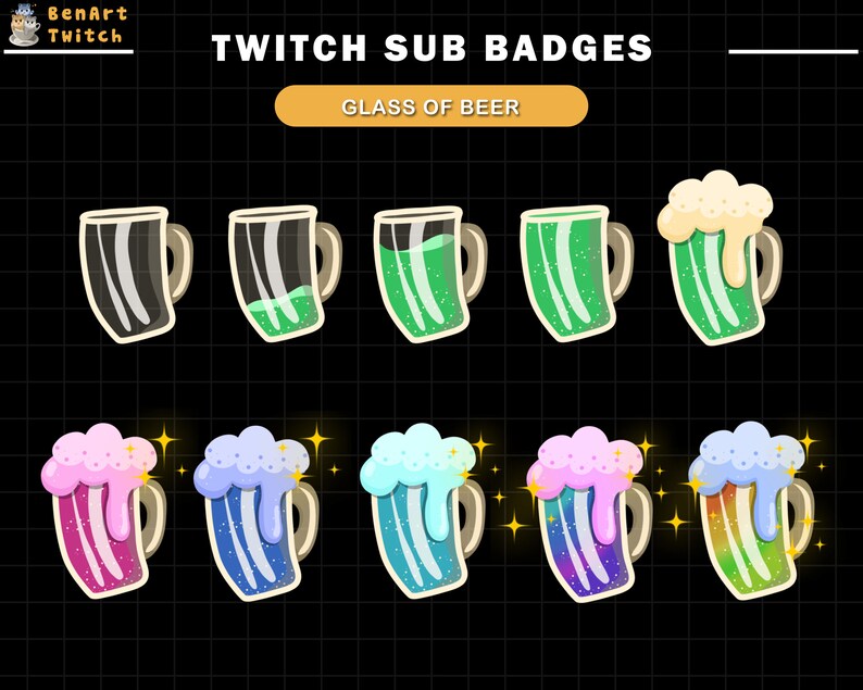 Beer Cups Twitch Sub Badges, Kawaii Twitch Sub Badges, Cute Emotes ...