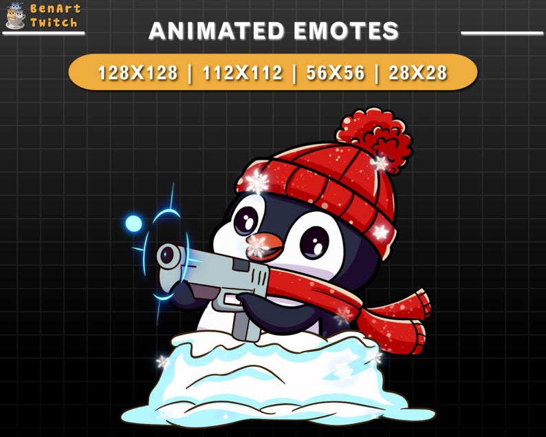 Animated Twitch Emote Penguin Gun, Christmas Cute Emotes for Twitch ...