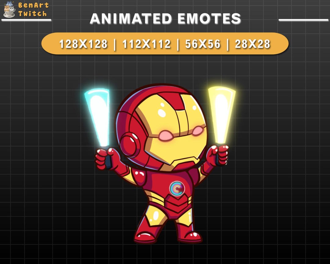 Animated Twitch Emote Iron Man Cheering, Marvel Twitch Emotes, Cute ...