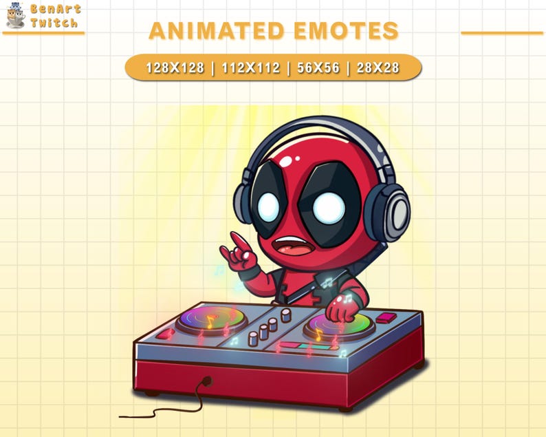 Animated Twitch Emote Deadpool DJ, Marvel Twitch Emotes, Cute Emotes ...