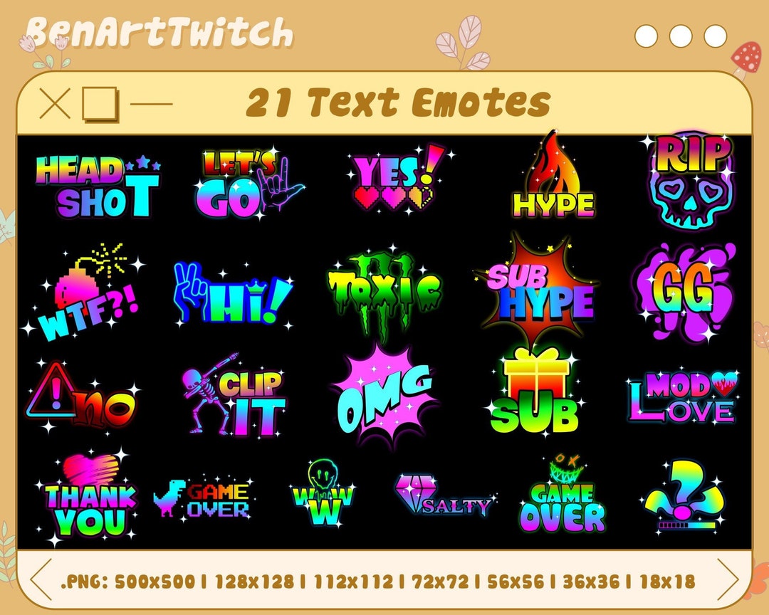 21x Twitch Text Emotes Pack, Discord Text Emotes, Cute Ready to Use for ...