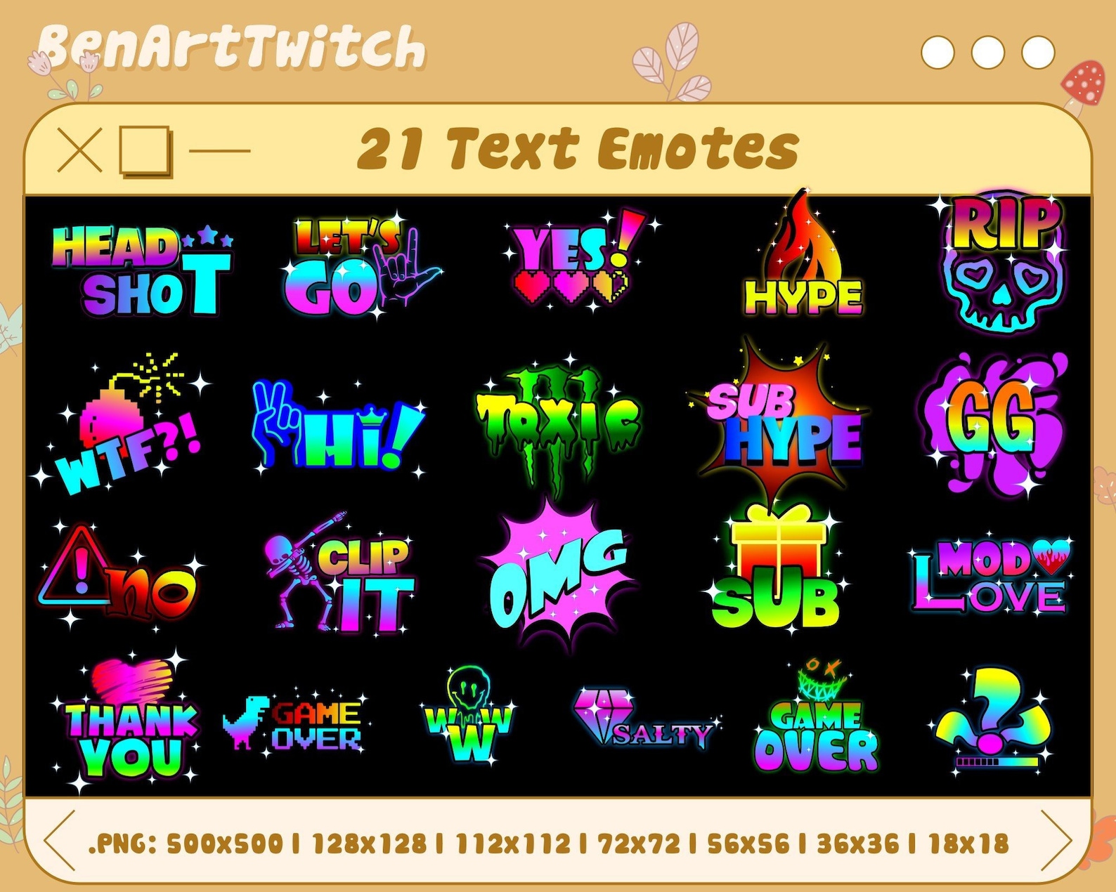 21x Twitch Text Emotes Pack, Discord Text Emotes, Cute Ready to Use for ...