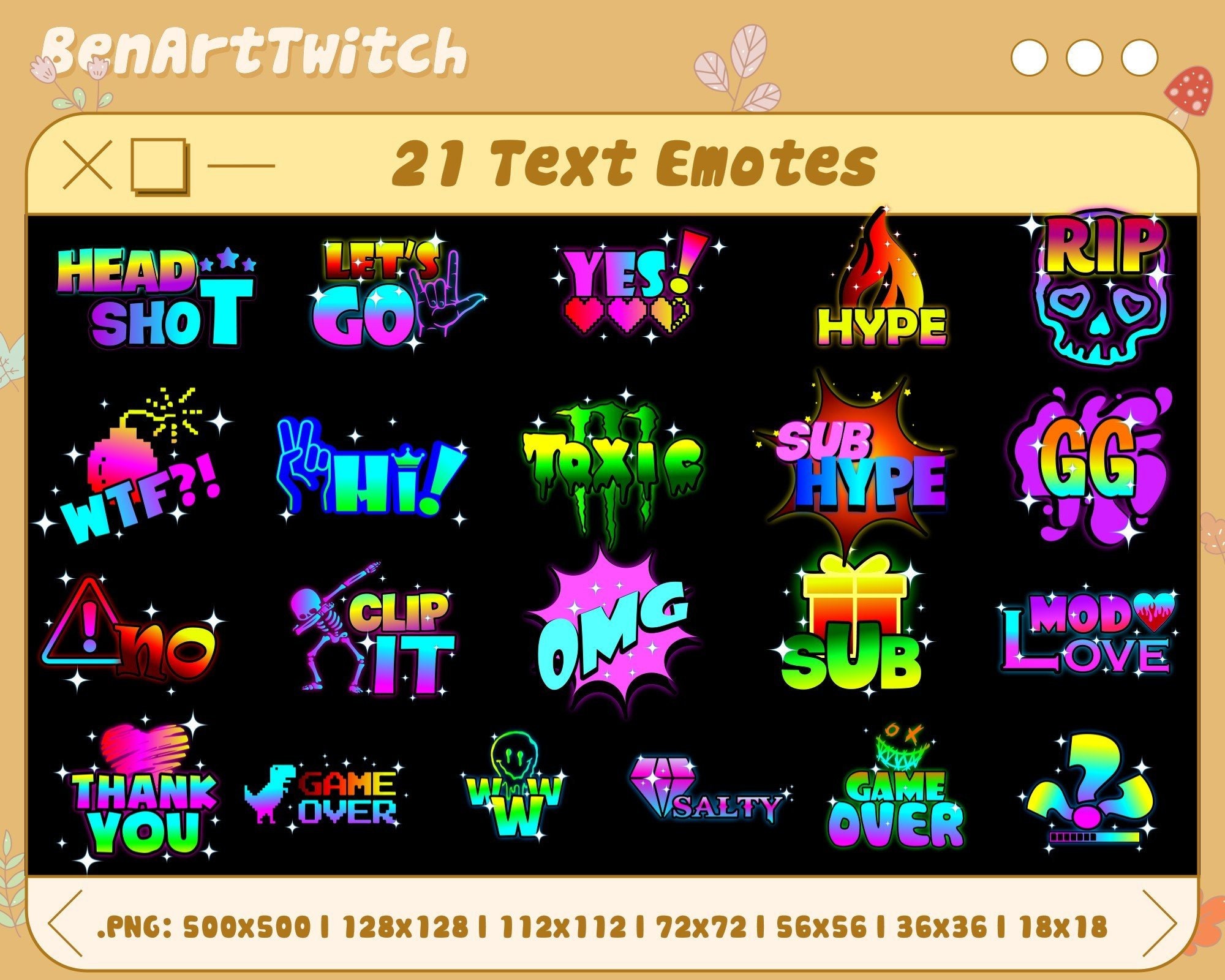 21x Twitch Text Emotes Pack, Discord Text Emotes, Cute Ready to Use for ...