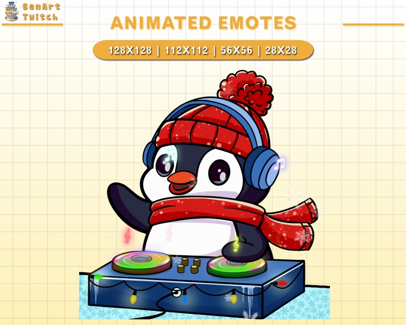 Animated Twitch Emote Penguin DJ, Christmas Cute Emotes for Twitch ...
