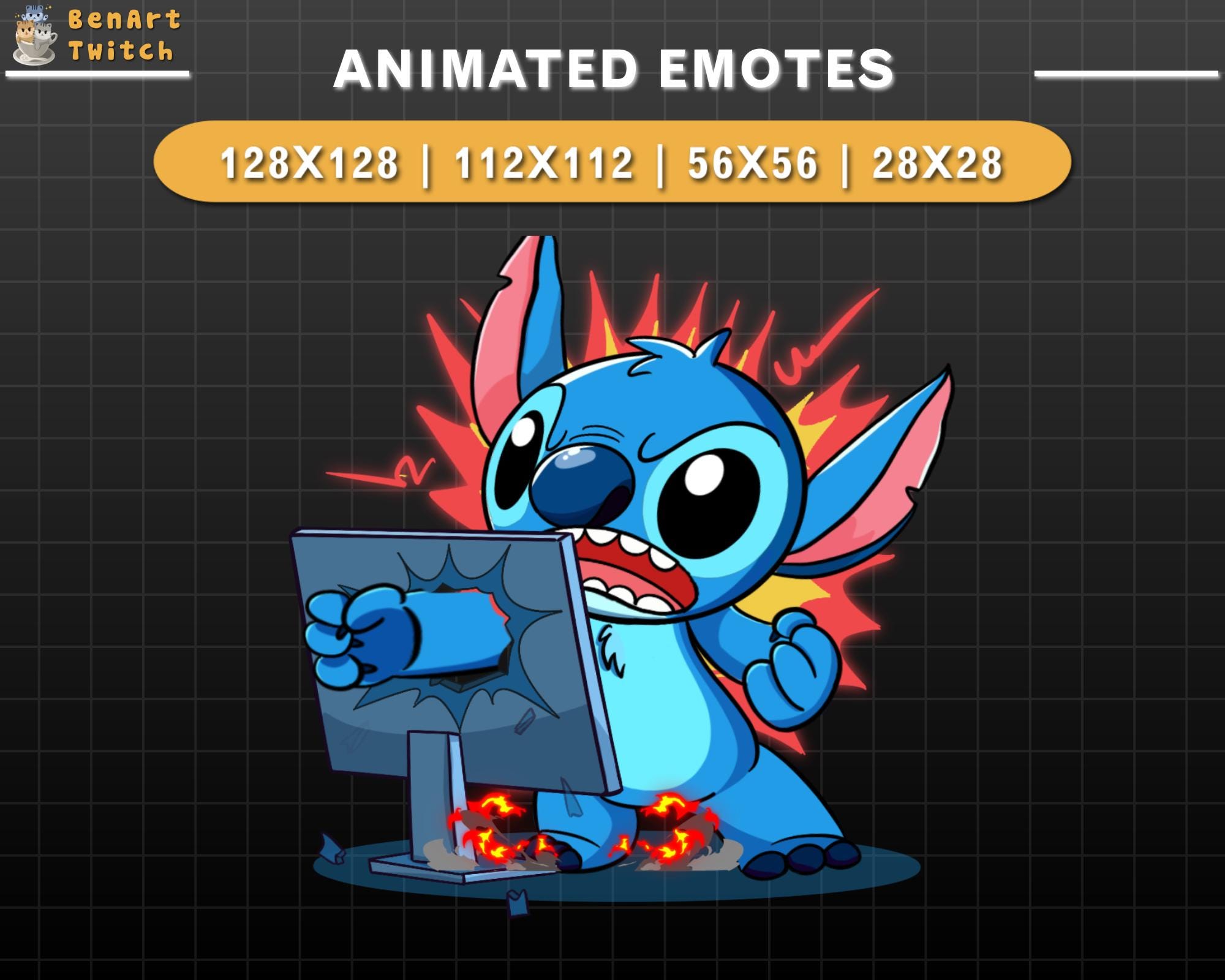 Animated Twitch Emote Stitch Smash Computer, Stitch Twitch Emotes, Cute ...