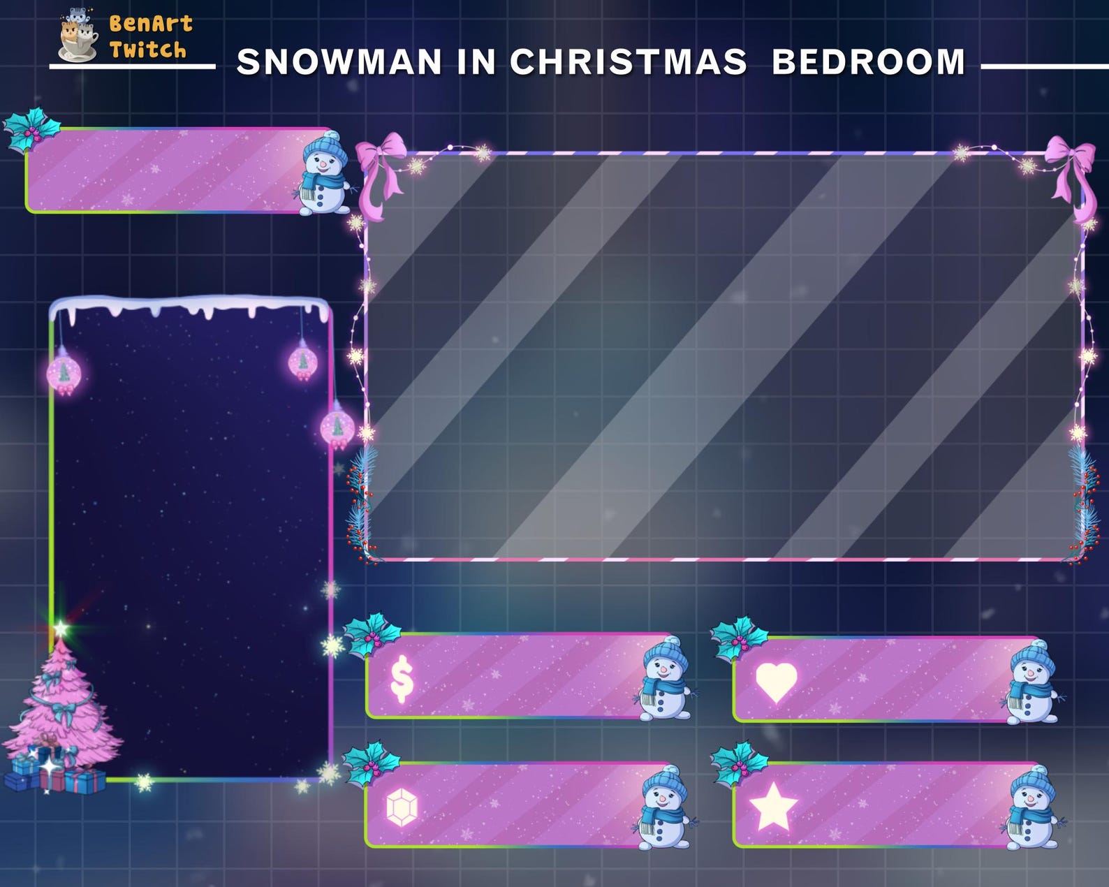 Animated Stream Package Cozy Bed Room Winter, Lo-fi Winter Black Cat ...