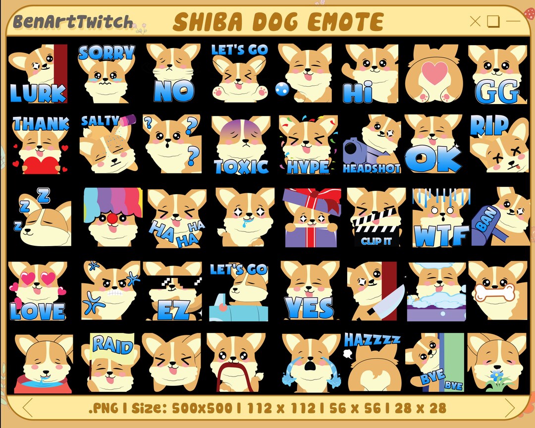 Corgi Dogs Twitch Emotes Pack 40, Shiba Dogs Emotes, Cute Animals ...
