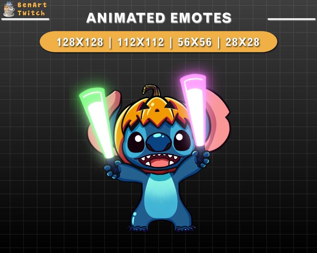 Emote animado do Twitch Stitch Pumpkin Cheering, Emotes do Stitch ...