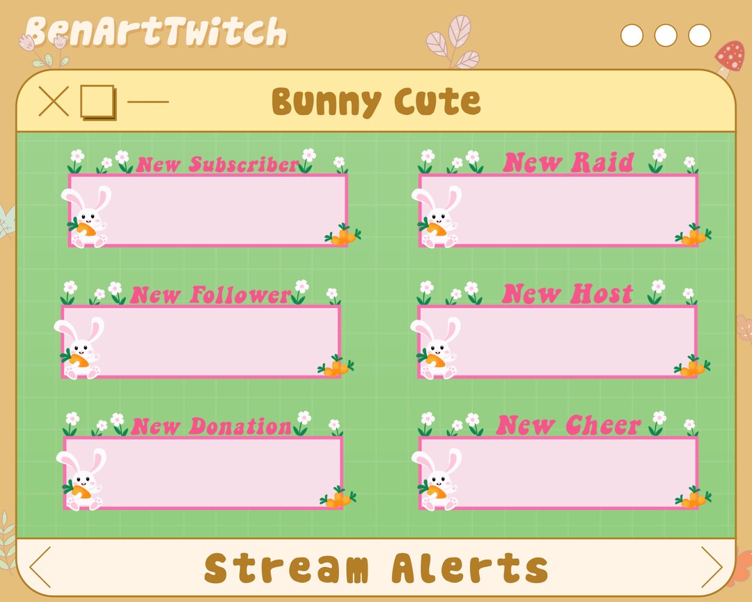 Animated Bunny Stream Alerts, Pink Twitch Alerts , Cute Rabbit Stream ...