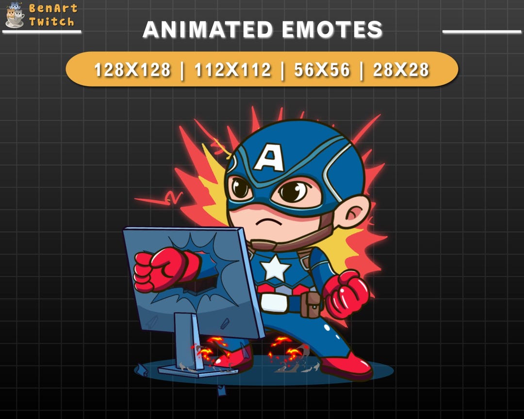 Animated Twitch Emote Captain America Smash Computer, Funny Emotes ...