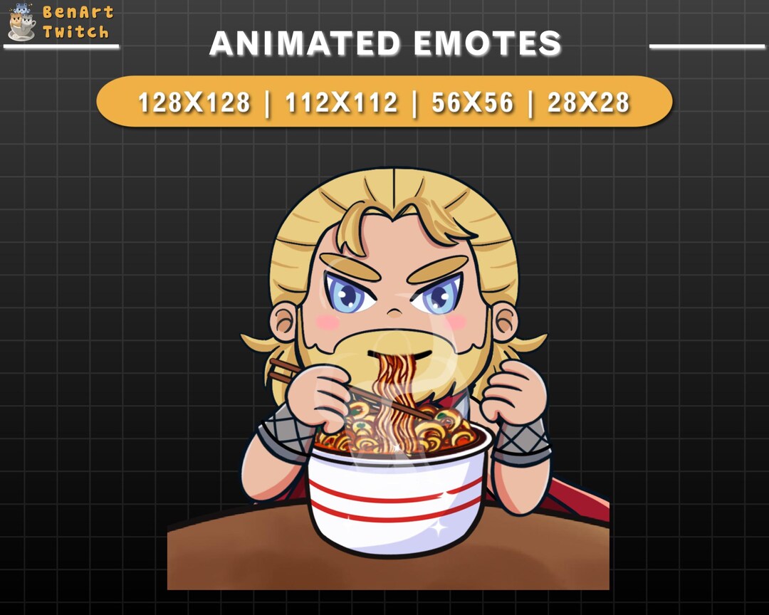 Animated Thor Ramen Twitch Emote, Norse God of Thunder With Mjolnir and ...