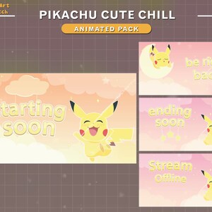 Animated Pikachu Twitch Overlay, Cute Pokemon Stream Overlay, Kawaii ...