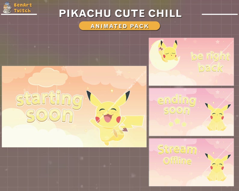 Animated Pikachu Twitch Overlay Cute Pokemon Stream Overlay - Etsy