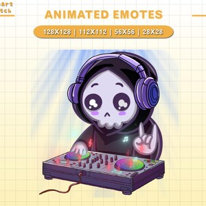 Animated Twitch Emote Grim Reaper DJ , Halloween Twitch Emotes, Cute ...