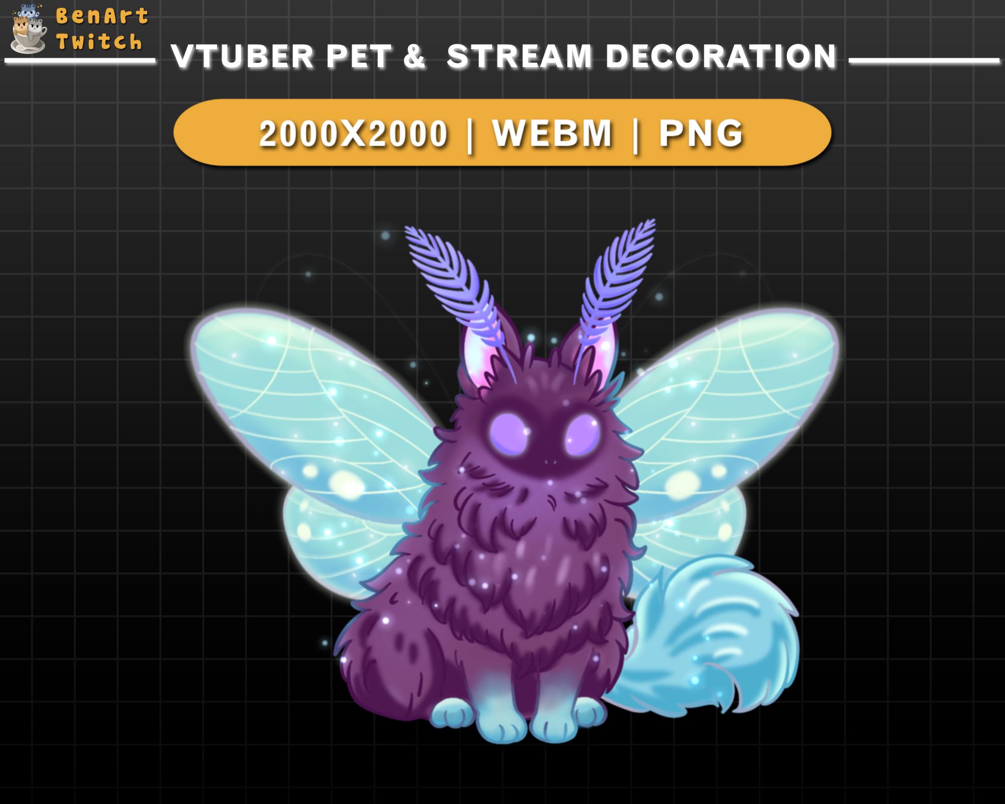 Animated Mothman Vtuber Pet, Cute Fantasy Stream Decoration With ...