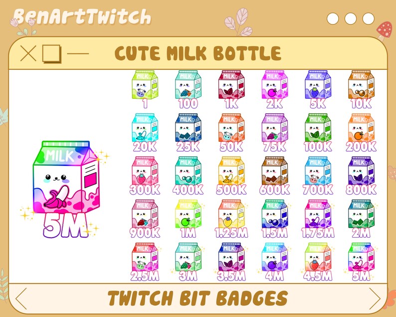 30x Milk Bottle Twitch Bit Badges, Milk Box Sub Badges for Streamers ...