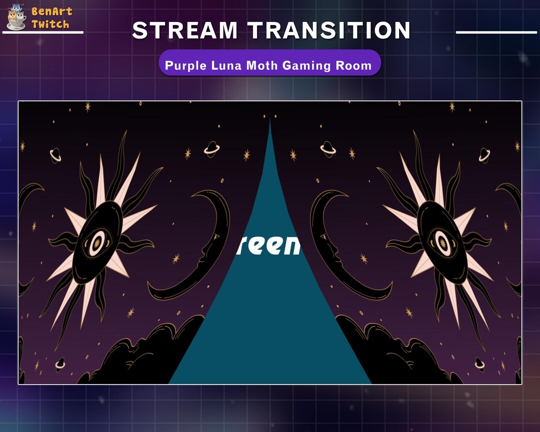 Tarrot Curtain Stream Transition, the Moon, Star Transition, Twitch OBS ...