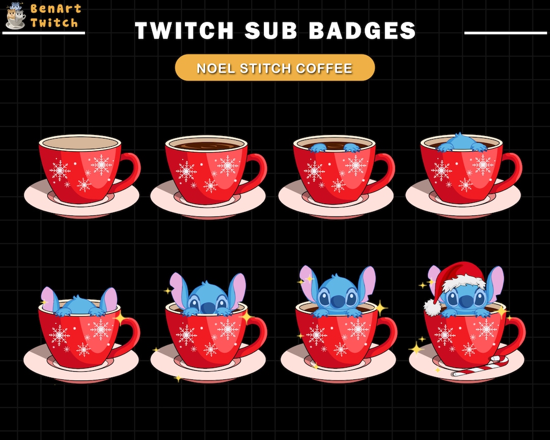Christmas Coffee Mugs Stitch Twitch Sub Badges, Cute Stitch Twitch Bit ...