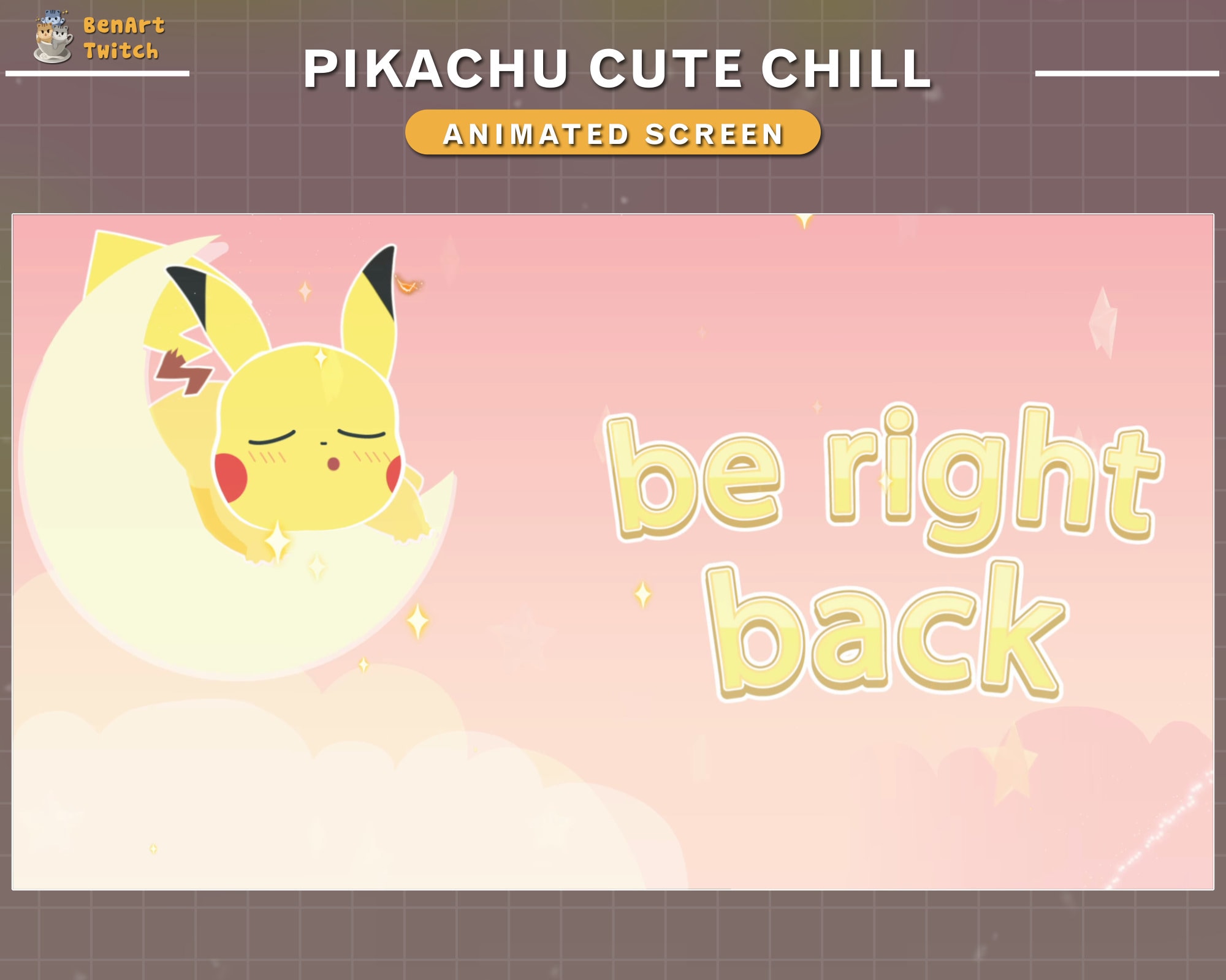 Animated Pikachu Twitch Overlay, Cute Pokemon Stream Overlay, Kawaii ...