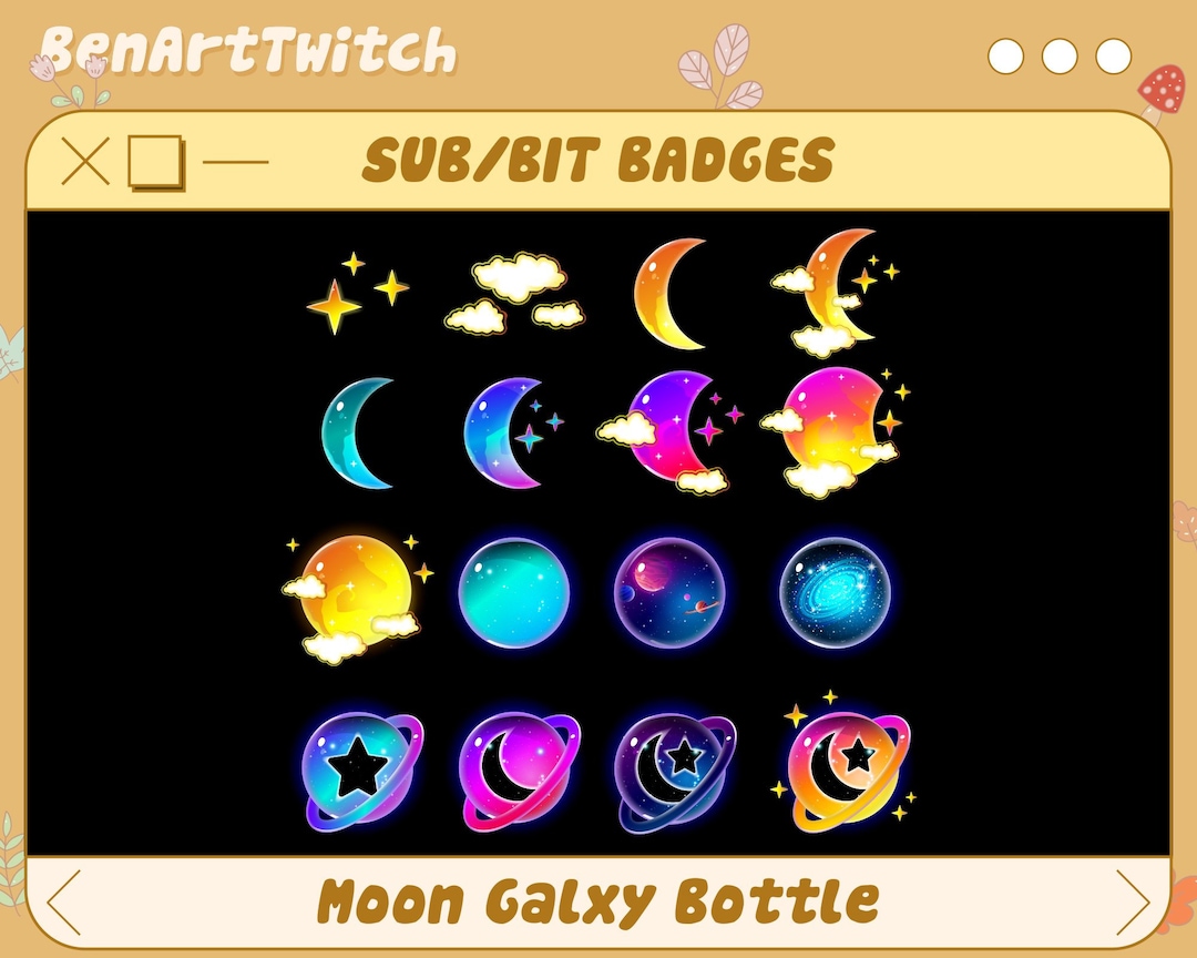 Moon Twitch Sub Badges, Galaxy Twitch Sub Badges, Bit Badges Ready to ...