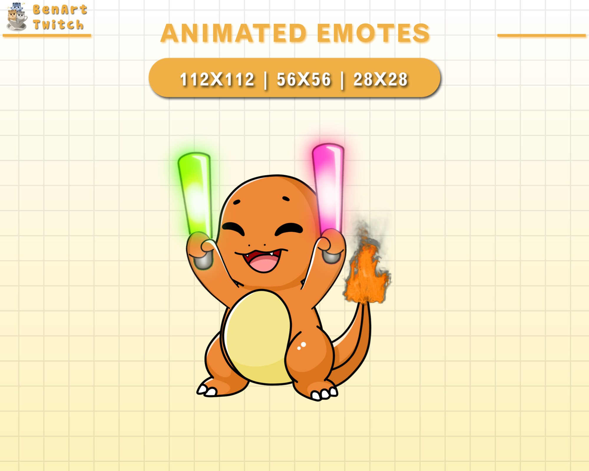 Animated Twitch Emote Pokemon Fire Dinosaur Cheering, Cute Dinosaur ...