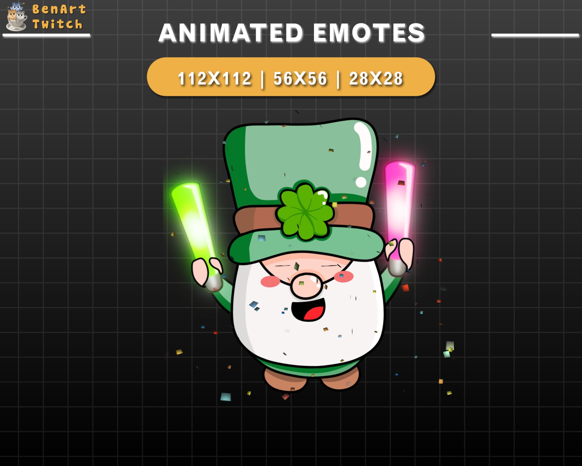Animated Twitch Emote Saint Patrick Cheering, Patrick Day's Twitch ...