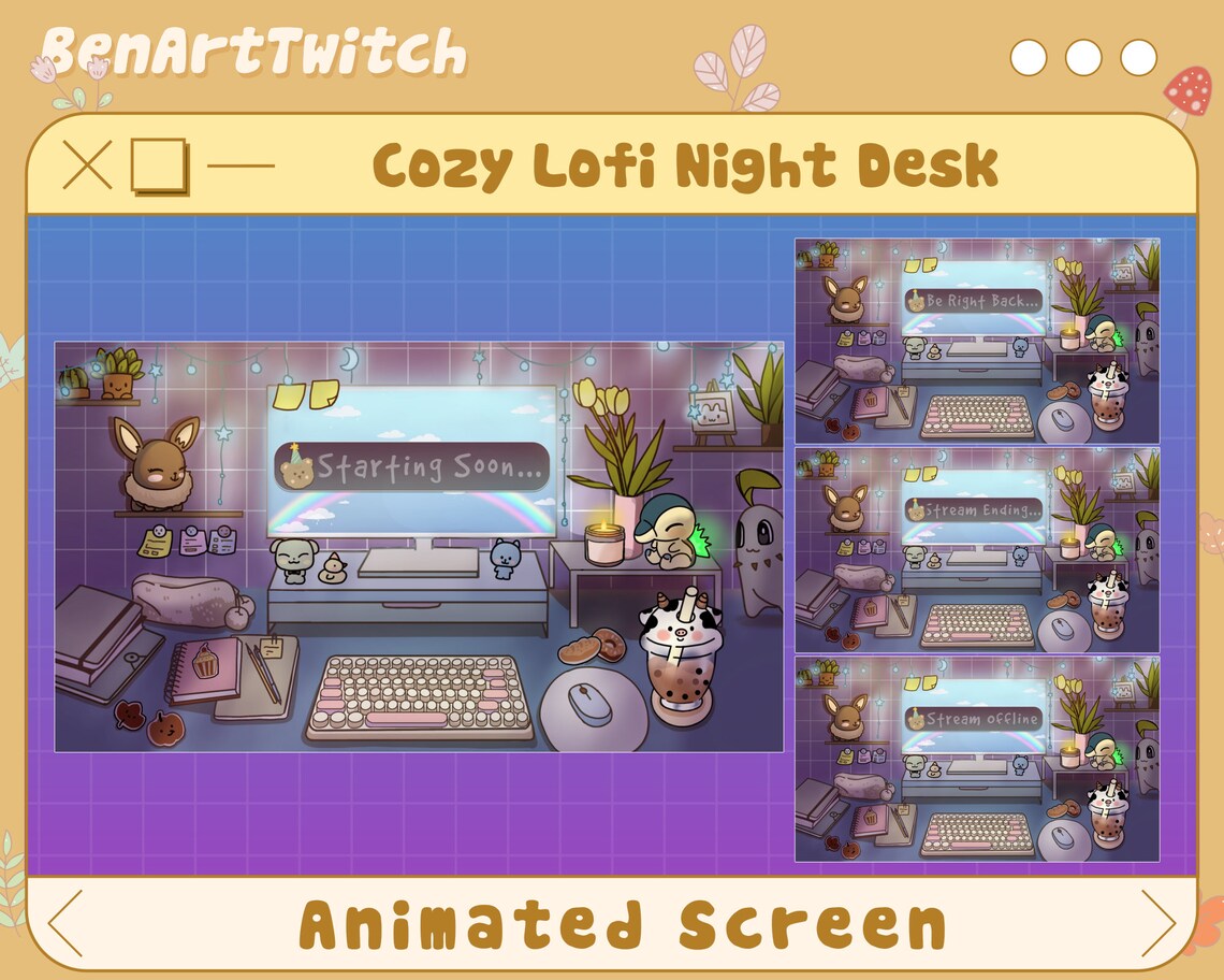 Animated Twitch Screens Cozy Lo-fi Desk, Animated Stream Screens ...