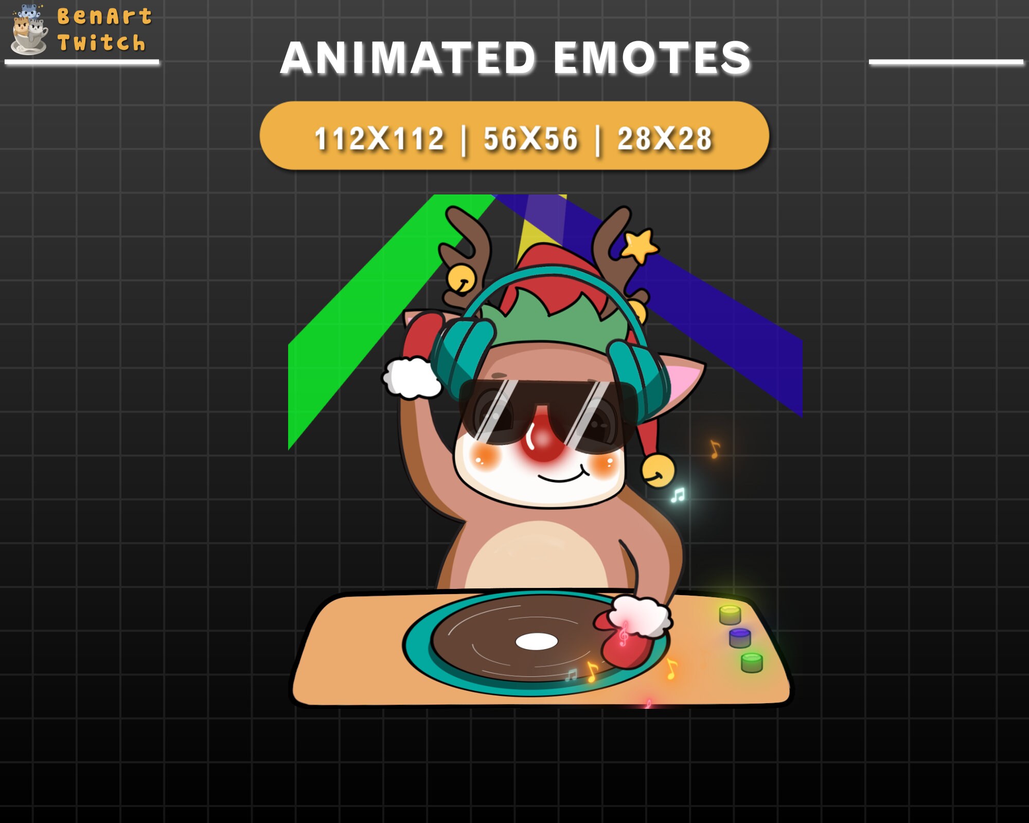 Animated Twitch Emote Reindeer DJ, Cute Christmas Twitch Emotes, Cute ...