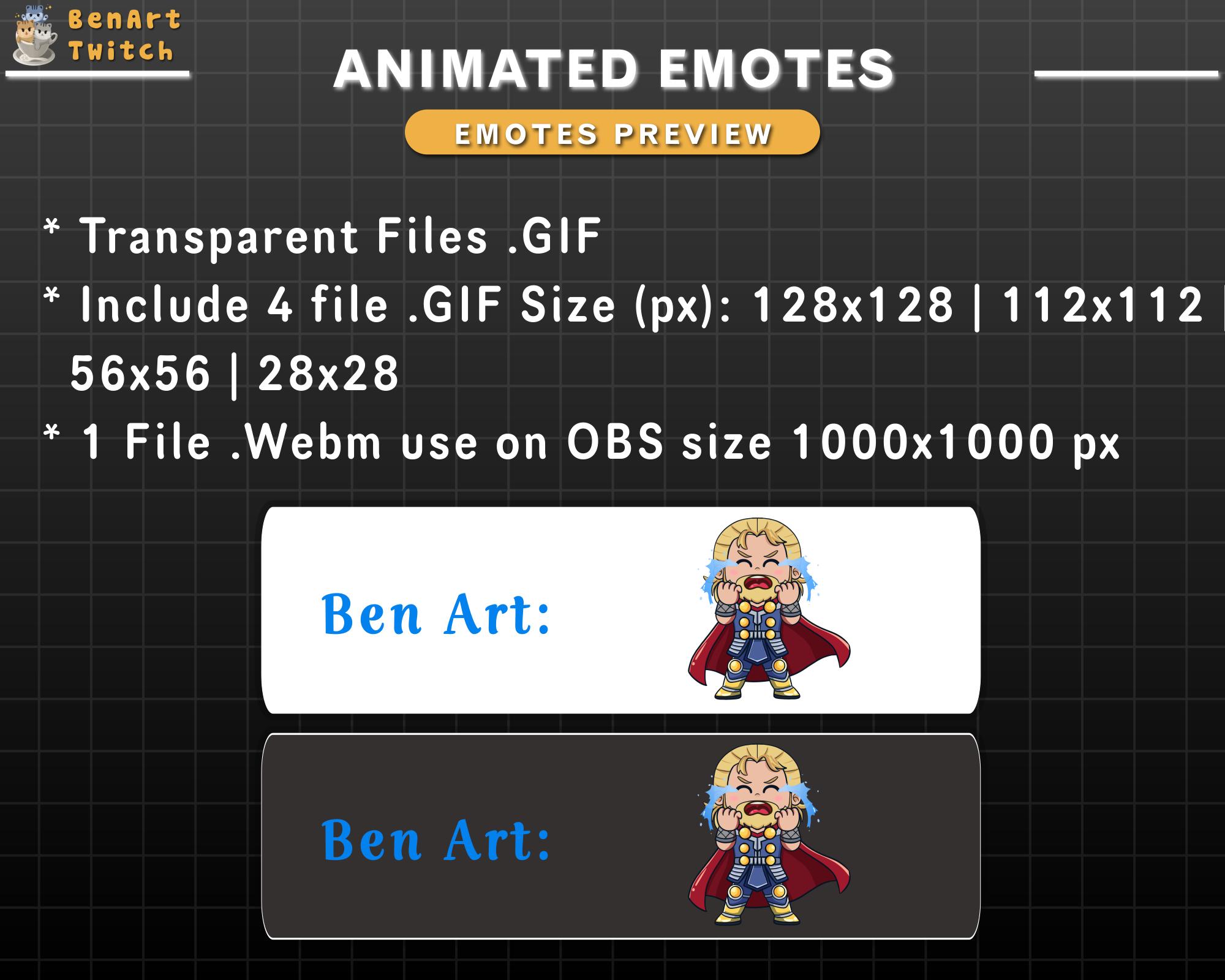 Animated Thor Crying Twitch Emote, Norse God of Thunder With Mjolnir ...