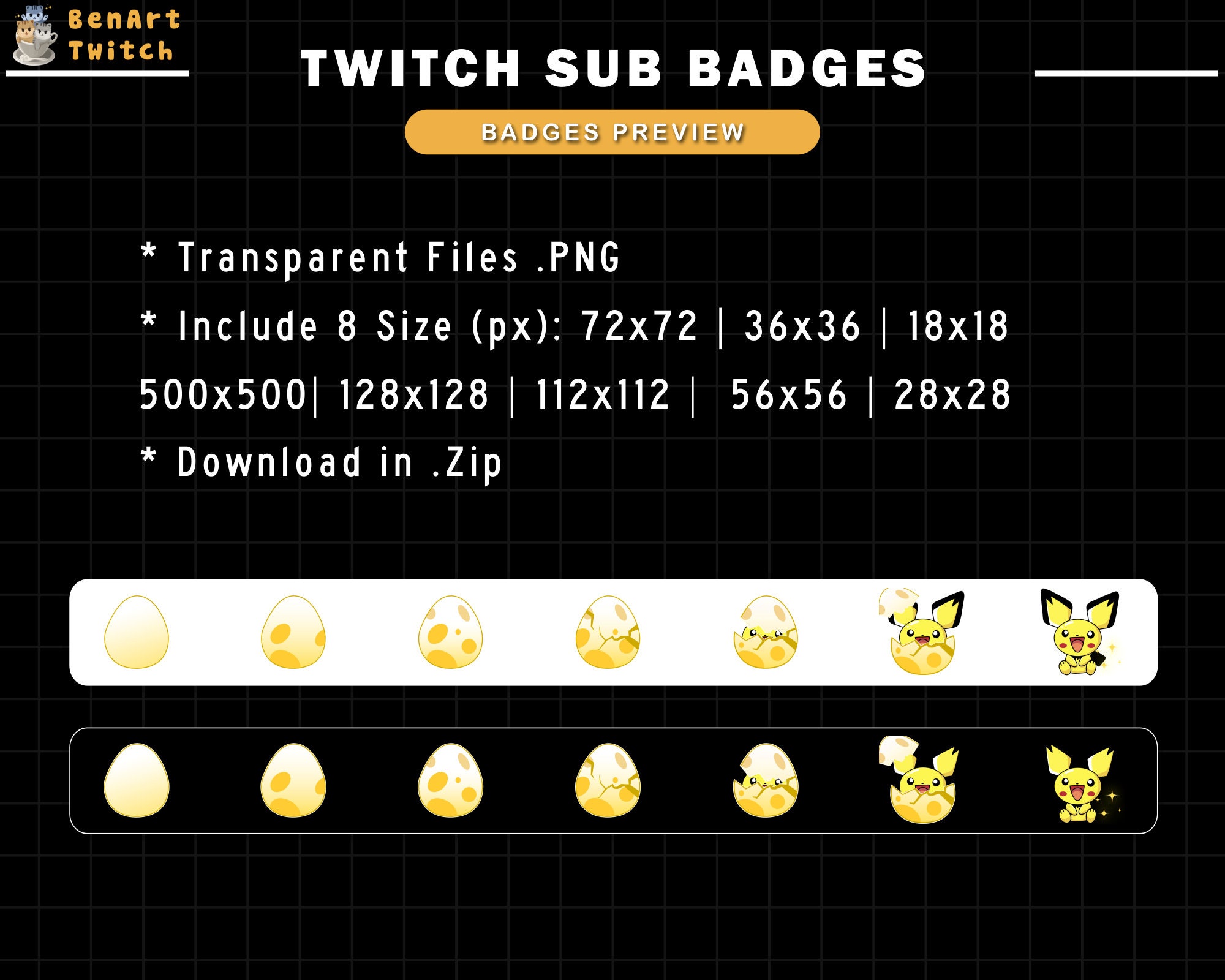 Pikachu Evolution Twitch Sub Badges, Pikachu Sub Badges for Streamers ...