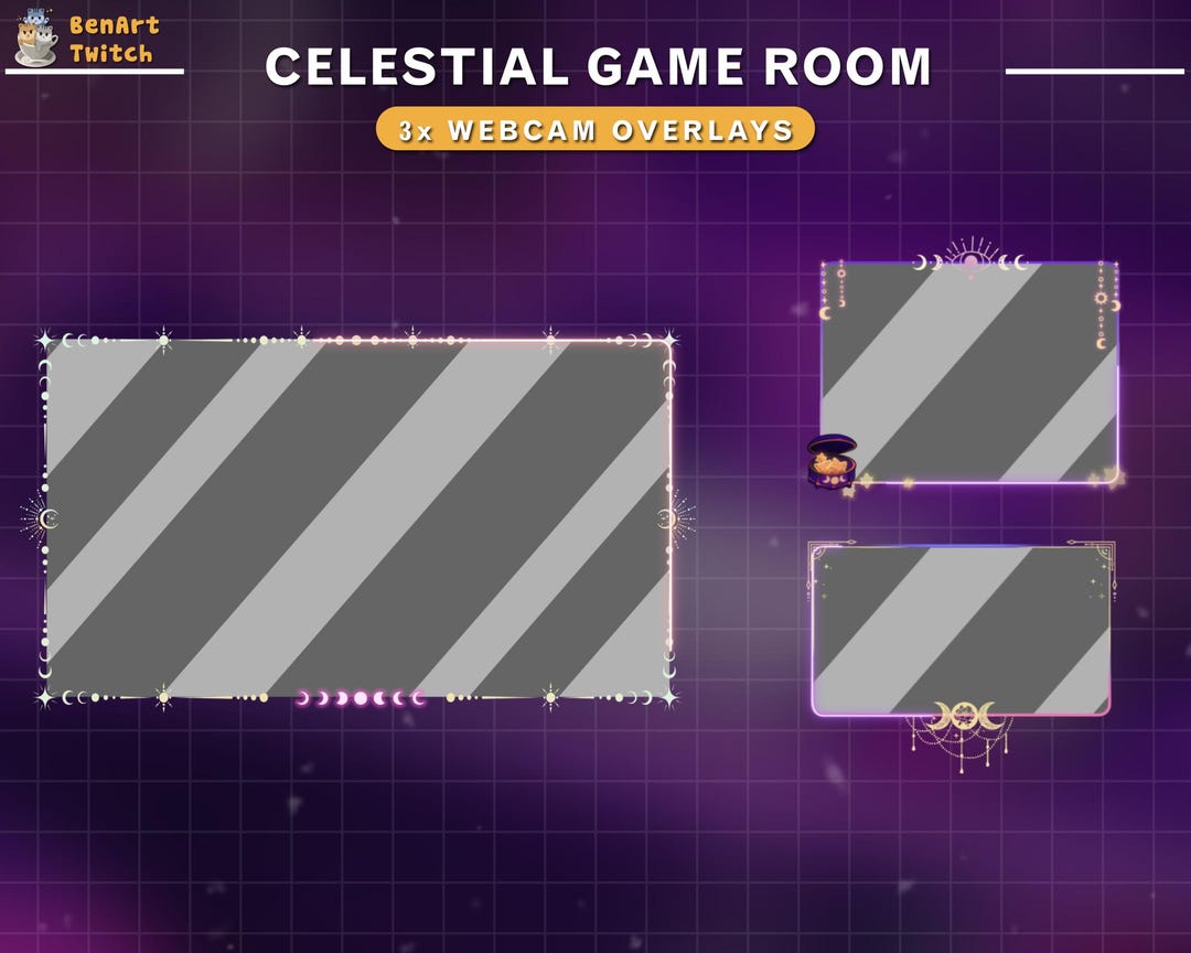 3x Animated Webcam Overlay Galaxy, Star, Moon, Celestial Twitch Webcam ...