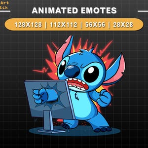 Animated Twitch Emote Stitch Smash Computer, Stitch Twitch Emotes, Cute ...