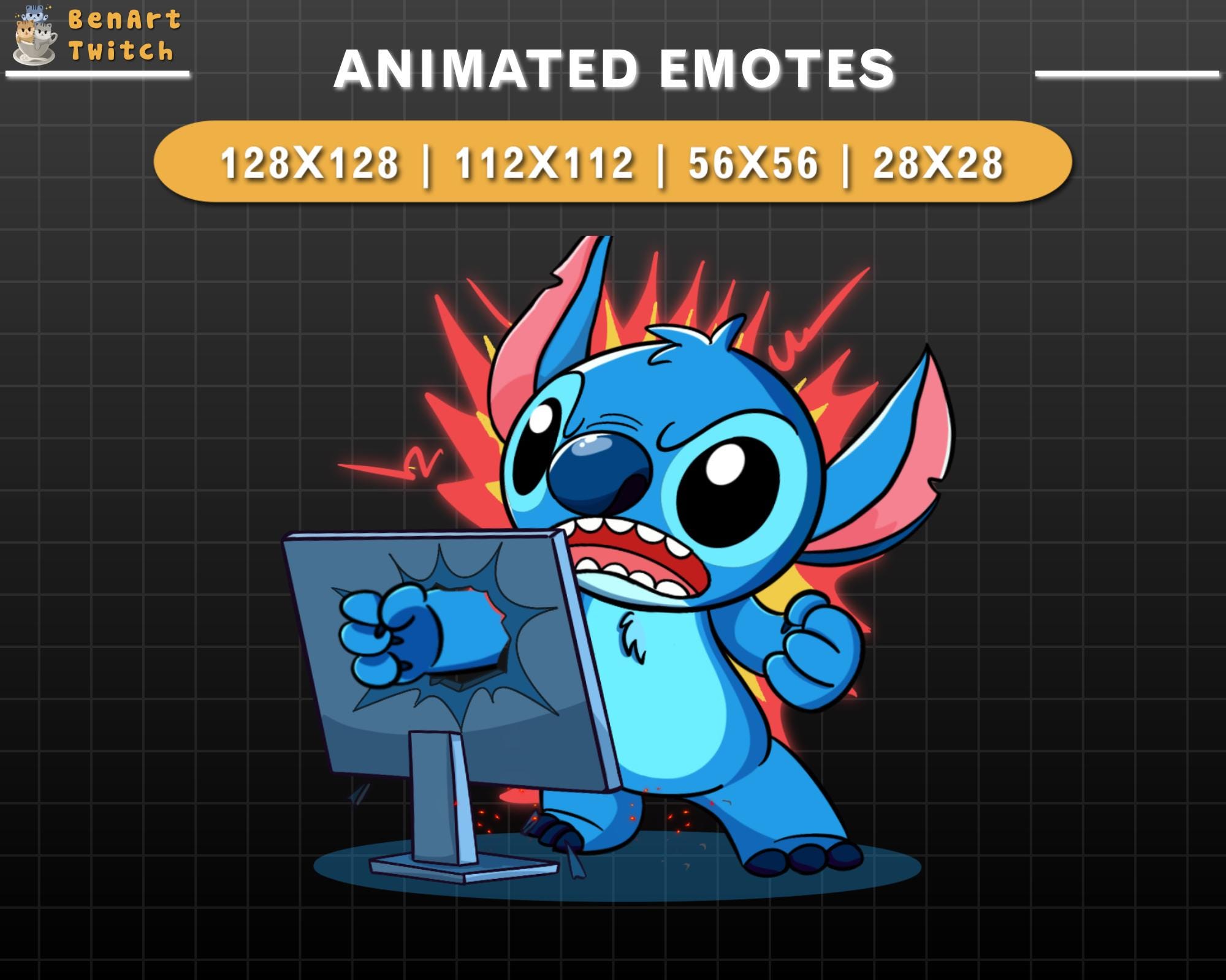 Animated Twitch Emote Stitch Smash Computer, Stitch Twitch Emotes, Cute ...