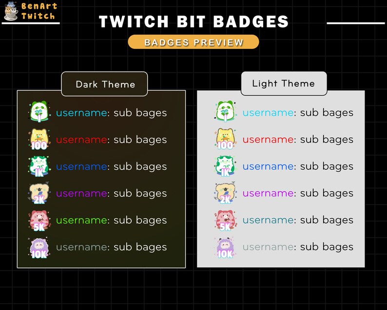 Cute Animals Twitch Bit Badges, Kawaii Twitch Badges, Complete Twitch ...