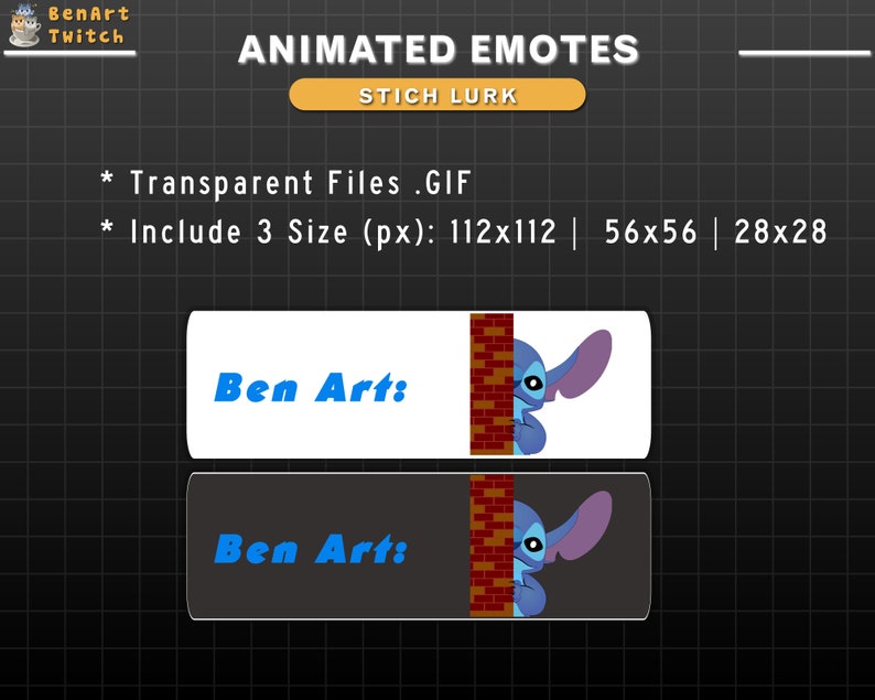 Animated Twitch Emote Stitch Lurk, Cute Stitch Twitch Emotes, Cute ...