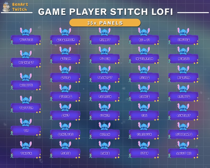 35x Twitch Panels Cute Stitch, Stitch Stream Panels for Streamer ...