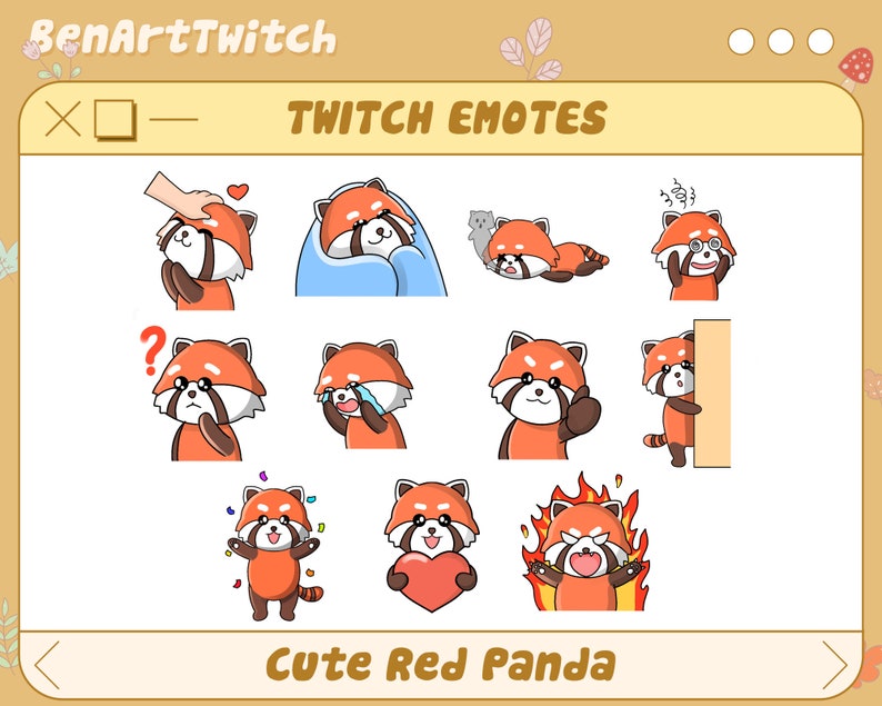 Red Panda Twitch Emotes Pack, Cute Emotes, Ready to Use for Twitch Chat ...