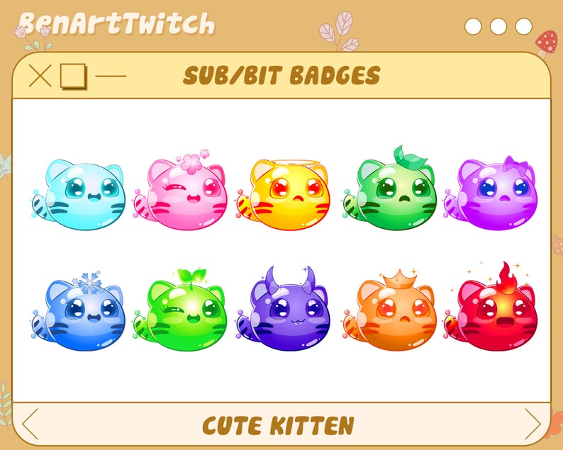 Cute Kitten Twitch Sub Badges, Cute Cat Emotes, Ready to Use for Twitch ...