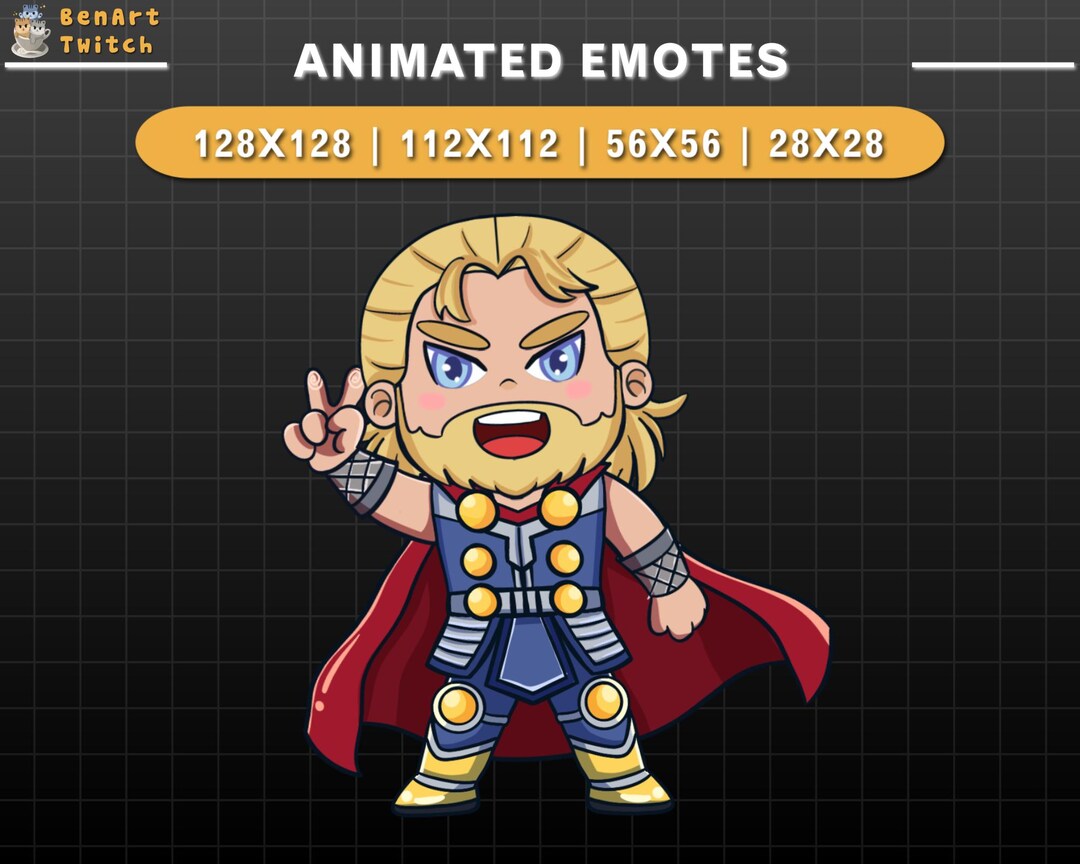 Animated Thor Say Hi Twitch Emote, , Chibi Superhero Emote for ...