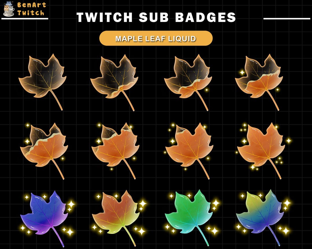 Liquid Maple Leaf Twitch Sub Badges, Maple Twitch Sub Badges, Fall ...