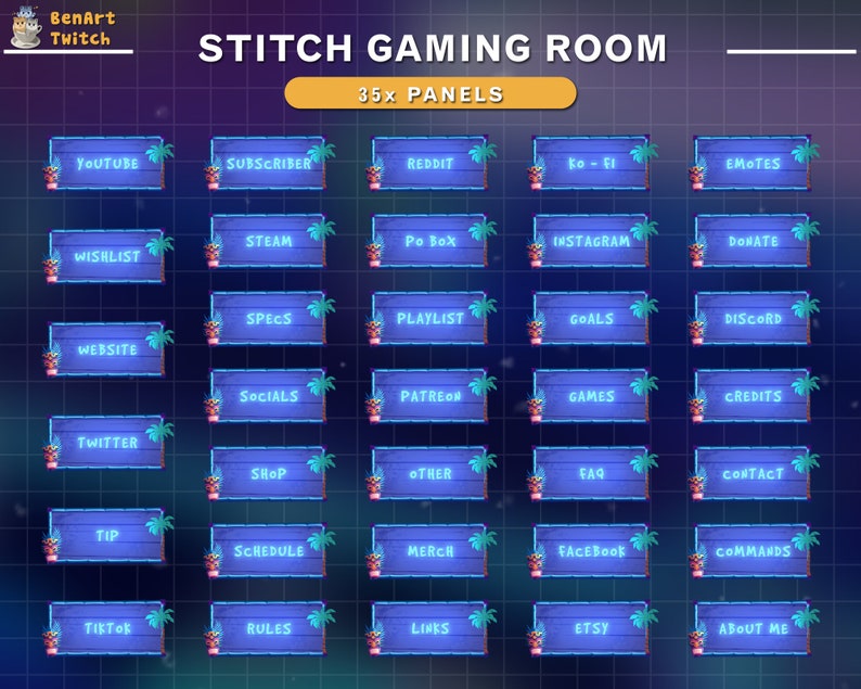 Animated Full Stream Package Game Room Stitch Night Summer, Cute Stitch ...