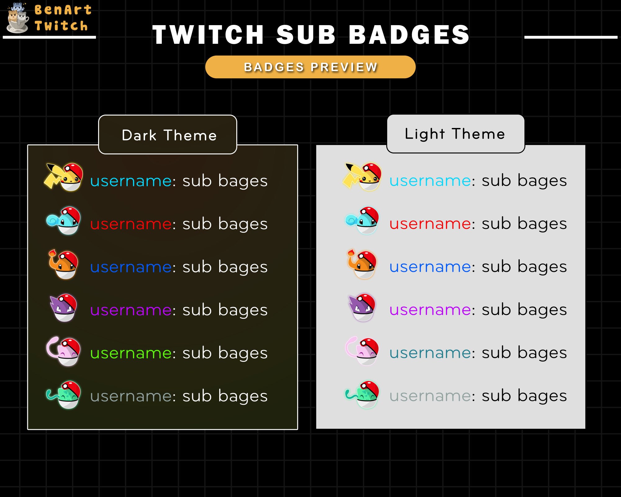 Pokemon Ball Twitch Sub Badges, Pikachu Sub Badges for Streamers ...